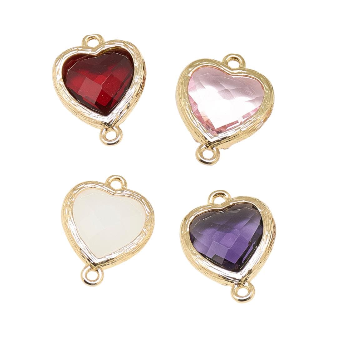 Gold Glass Heart Connector | Valentine's Day Connectors | Heart ...