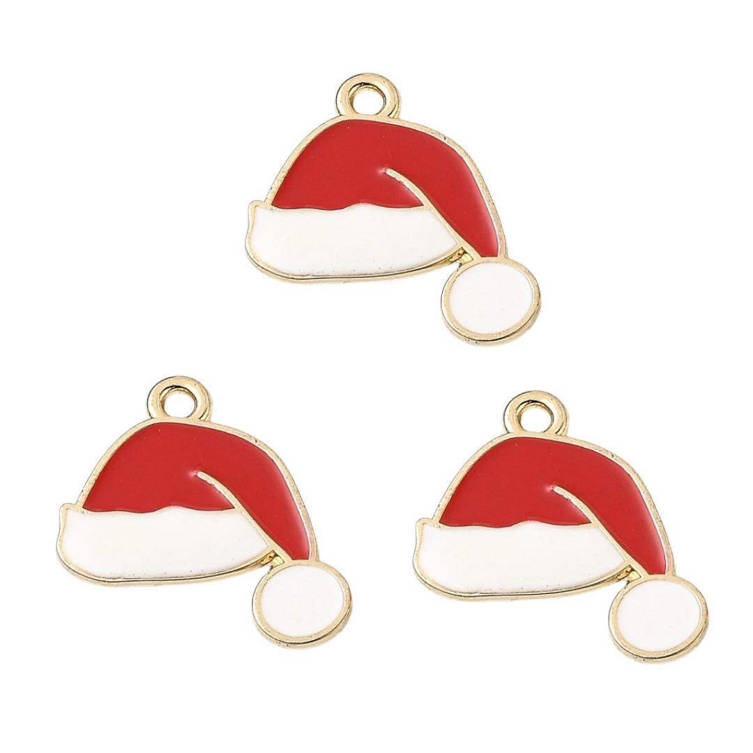 Gold Enamel Santa Hat Charm | Christmas Charms | Holiday Charms - Etsy