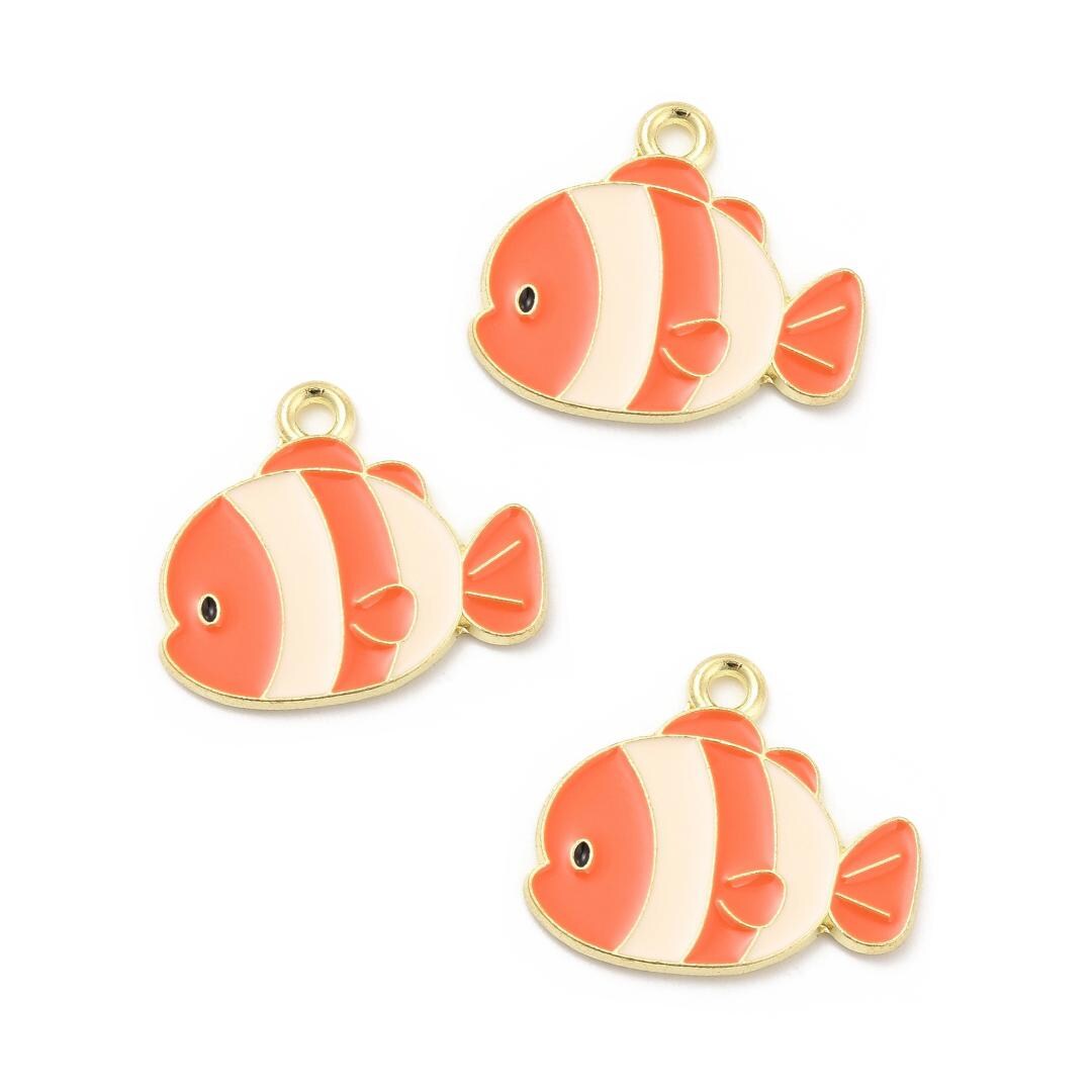 Gold Enamel Fish Charm | Summer Charms | Sea Animal Charms | Bulk ...