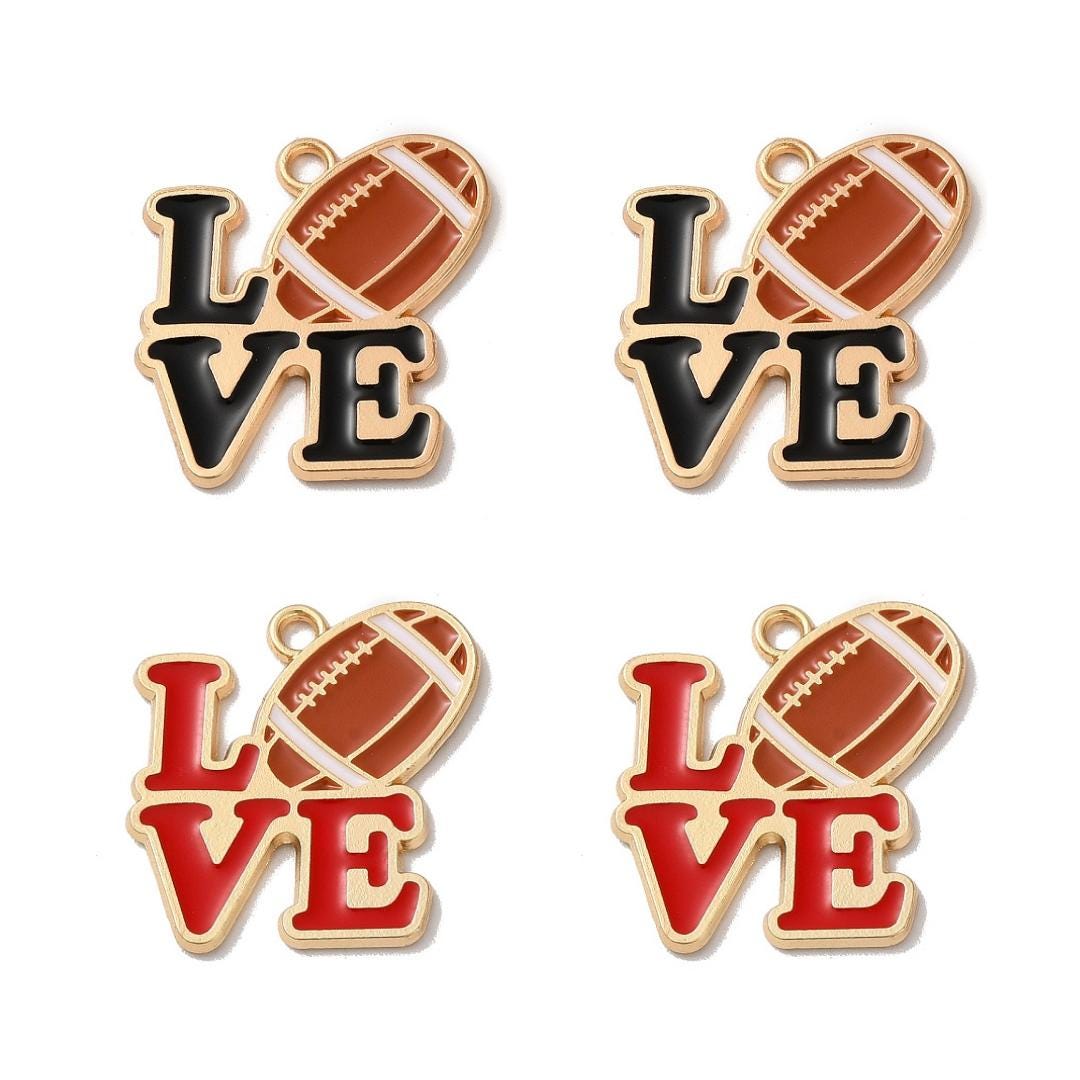 Gold Enamel Love Football Charm | Football Charms | Fall Charms | Bulk ...