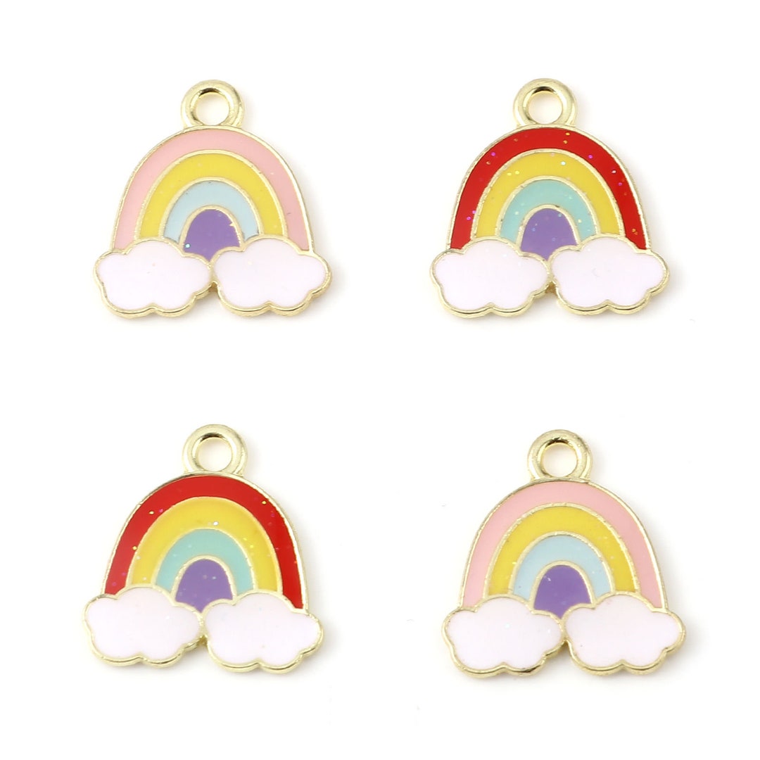 Enamel Rainbow Charm Weather Charms Rainbow Charms Bulk Charms Set of 5 ...