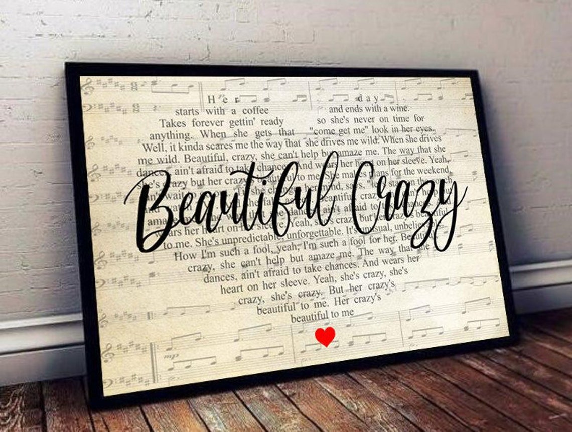 Luke Combs Poster Beautiful Crazy Lyrics Poster Unframe | Etsy