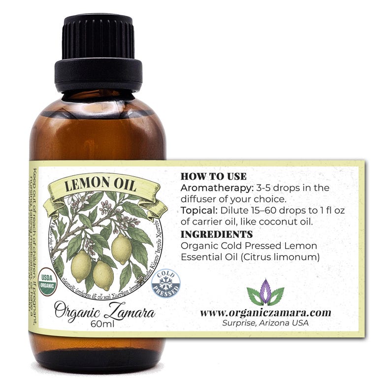 Organic Lemon Essential Oil – Cold Pressed | 100% Pure & Natural | 15ml ...