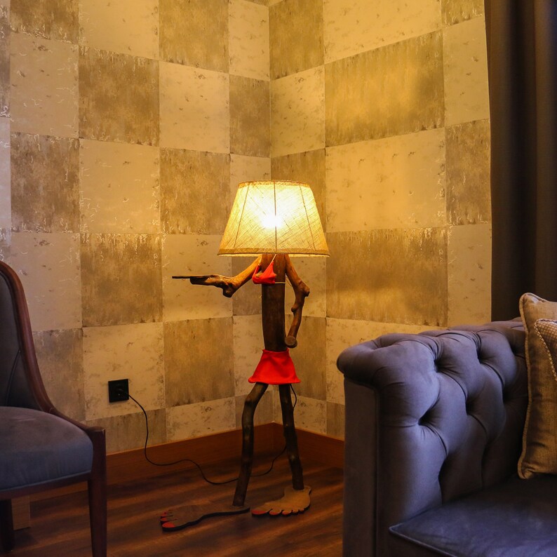 Female Figured Wooden Floor Lamp, Human Shaped Lighting, Decorative ...