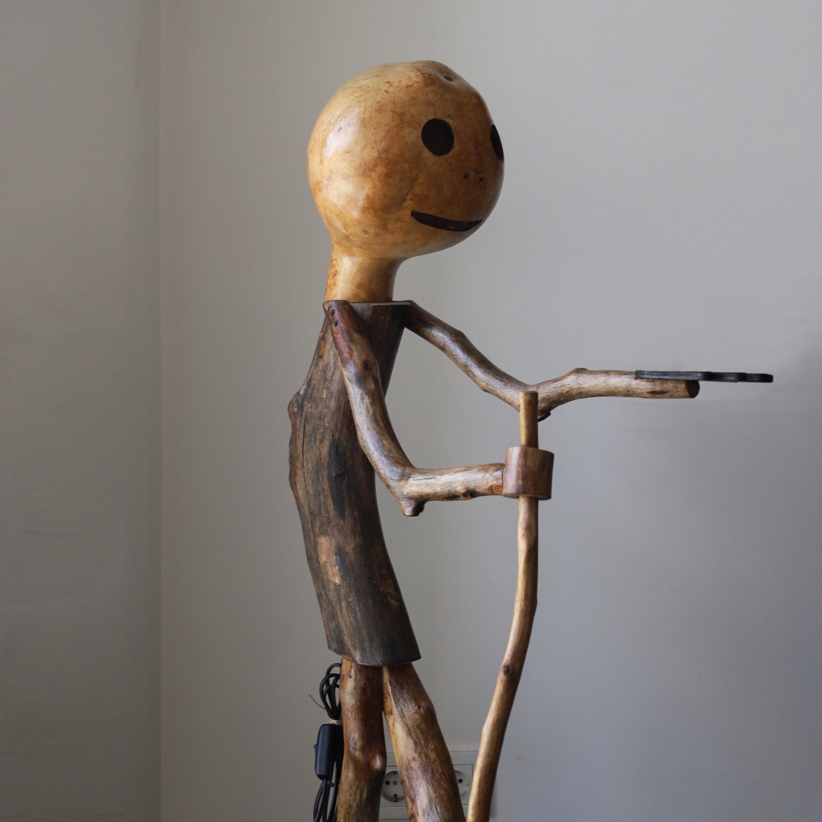Old Man Figured Wooden Floor Lamp, Human Shaped Lighting, Decorative ...