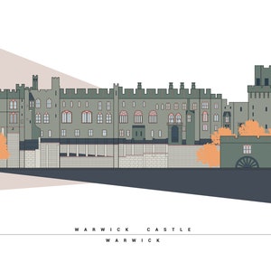 Warwick Castle Print // Warwick Landmarks // Warwick Castle Elevation ...