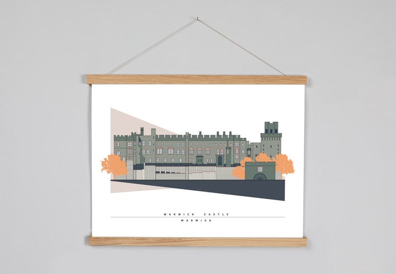 Warwick Castle Print // Warwick Landmarks // Warwick Castle Elevation ...