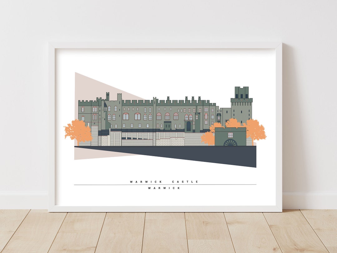 Warwick Castle Print // Warwick Landmarks // Warwick Castle Elevation ...