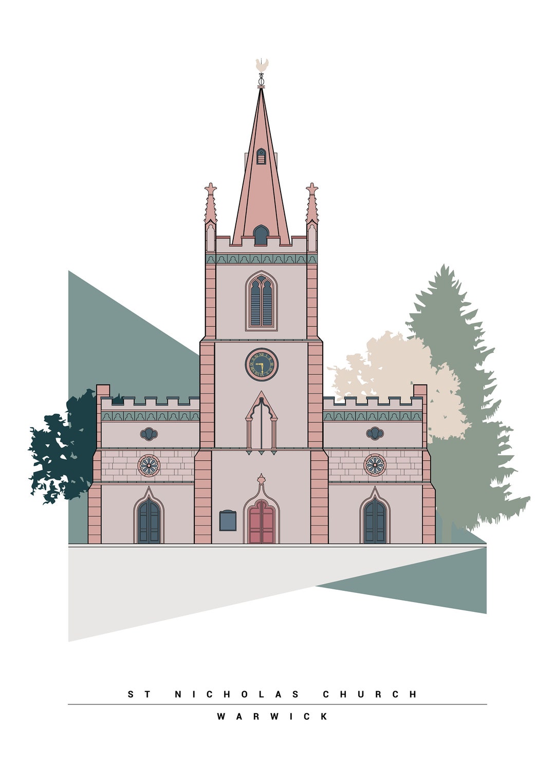 St Nicholas Church Warwick Print // Warwick Landmarks // St - Etsy