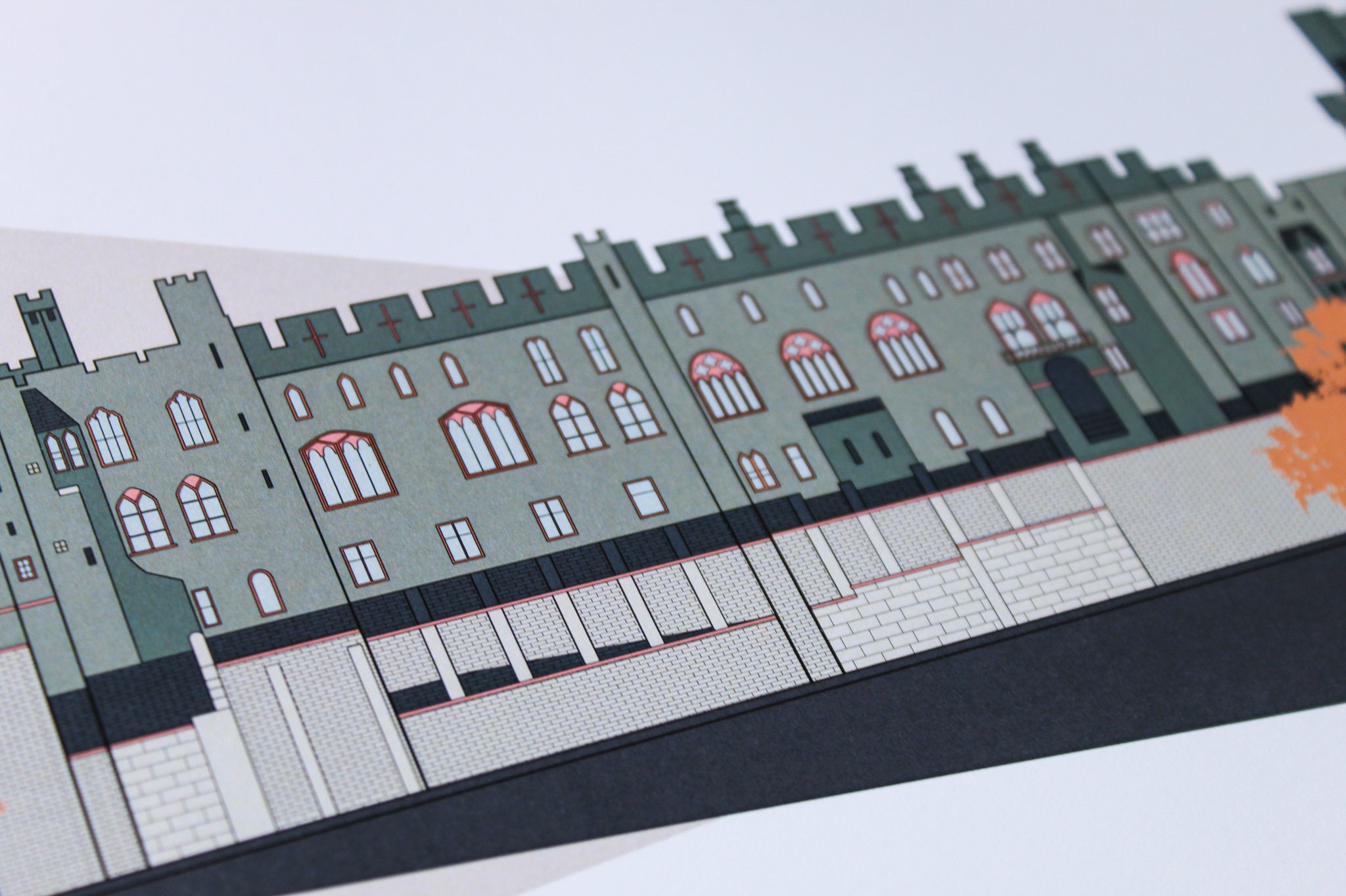 Warwick Castle Print // Warwick Landmarks // Warwick Castle Elevation ...