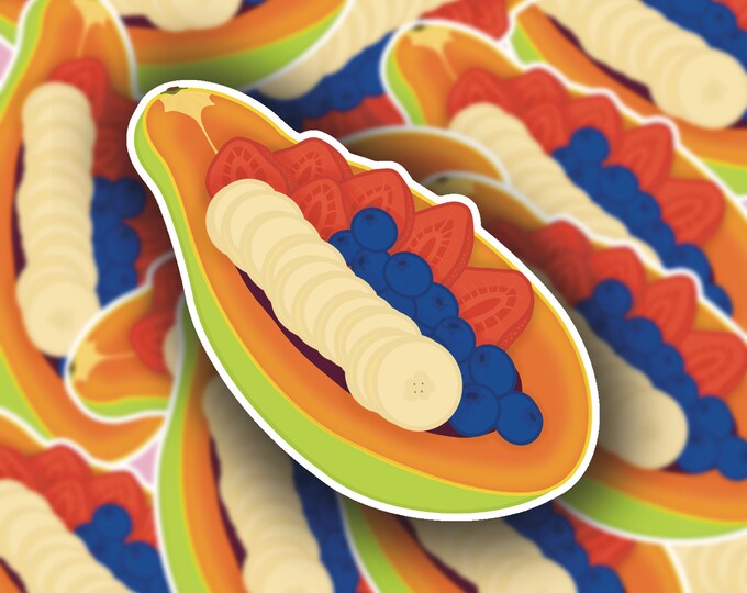 Papaya Acai Boat Sticker | Acai Bowl Sticker | Waterproof Sticker ...