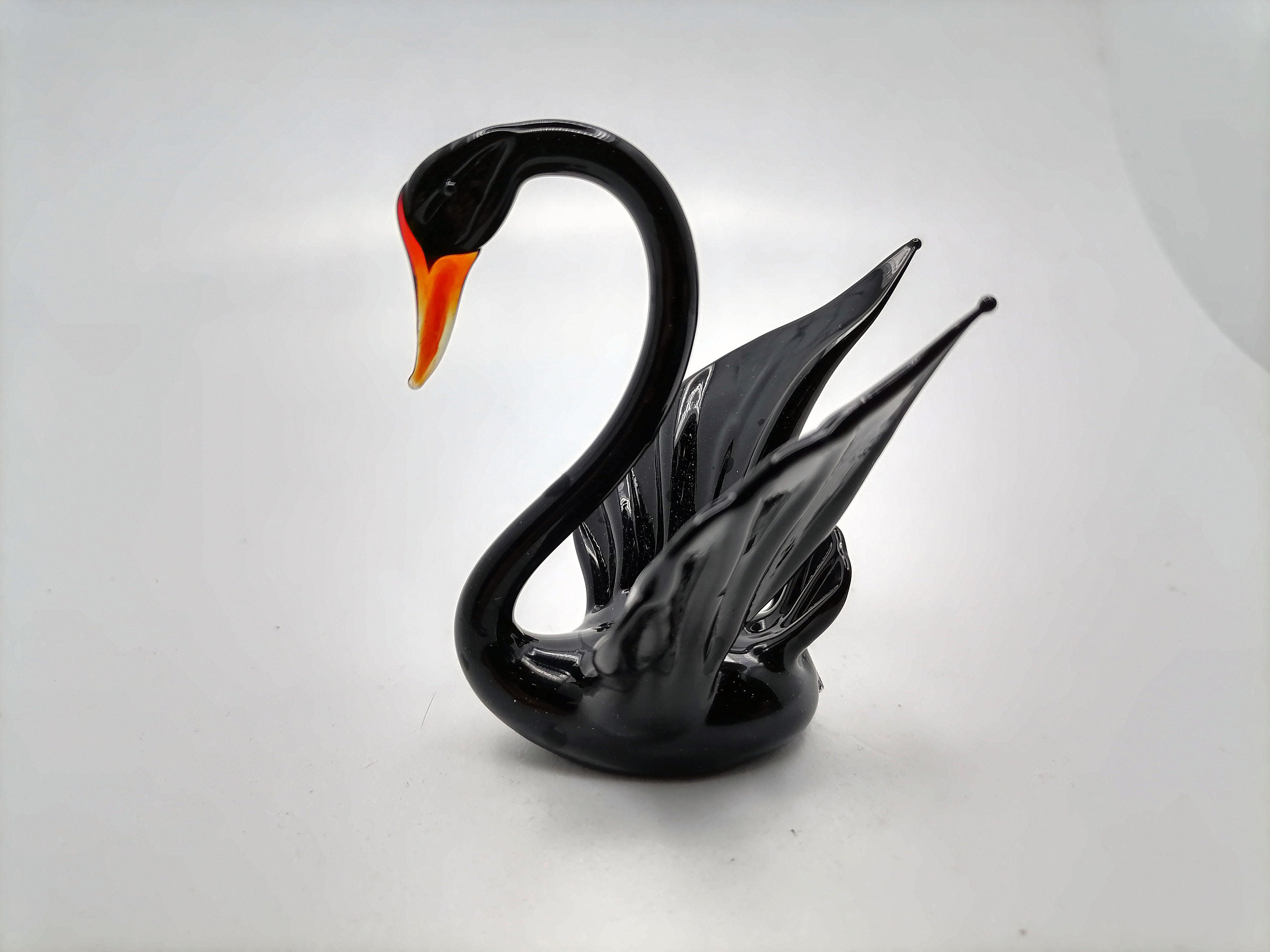 Glass Swan Figurine / Swan Collection / Glass Swan Statue / | Etsy