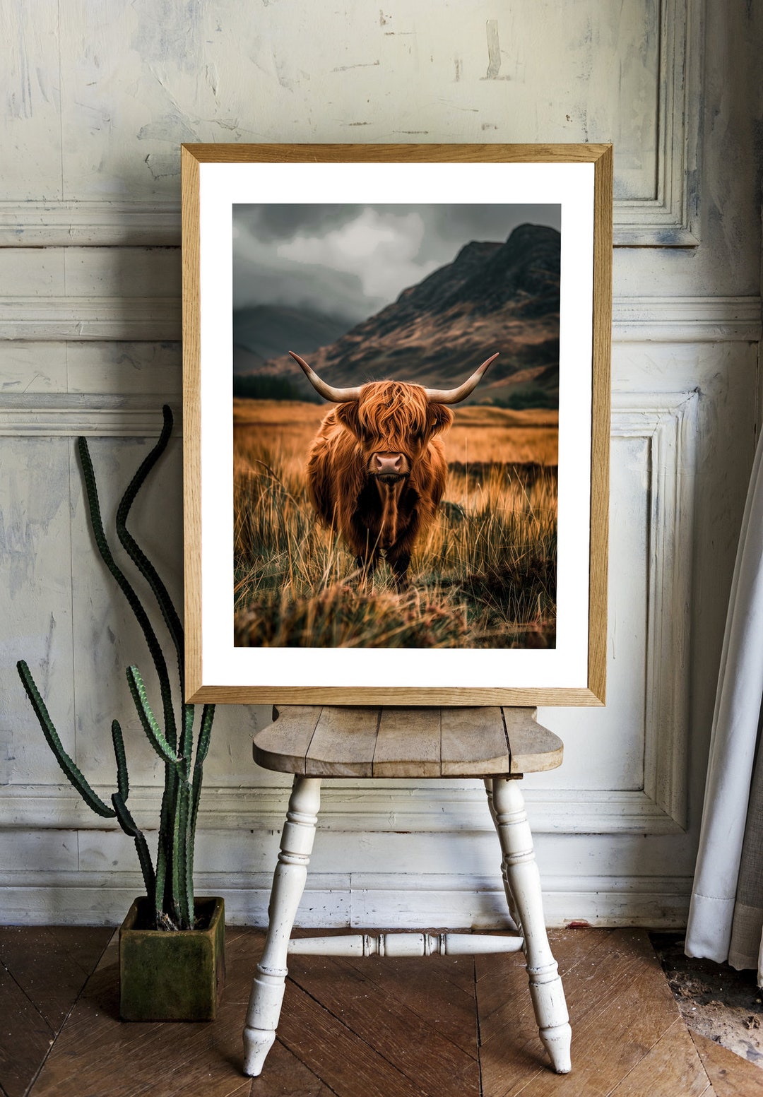 Majestic Highland Cow Landscape Poster - Etsy