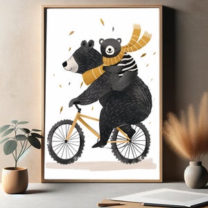 Bears on a Bicycle Poster - Etsy