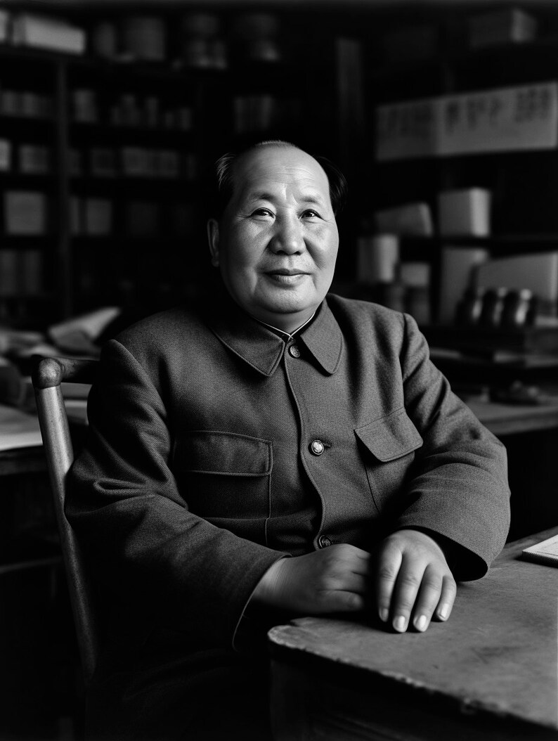 Mao Zedong in the Office | Poster | Wall Art | Home Decor | - Etsy