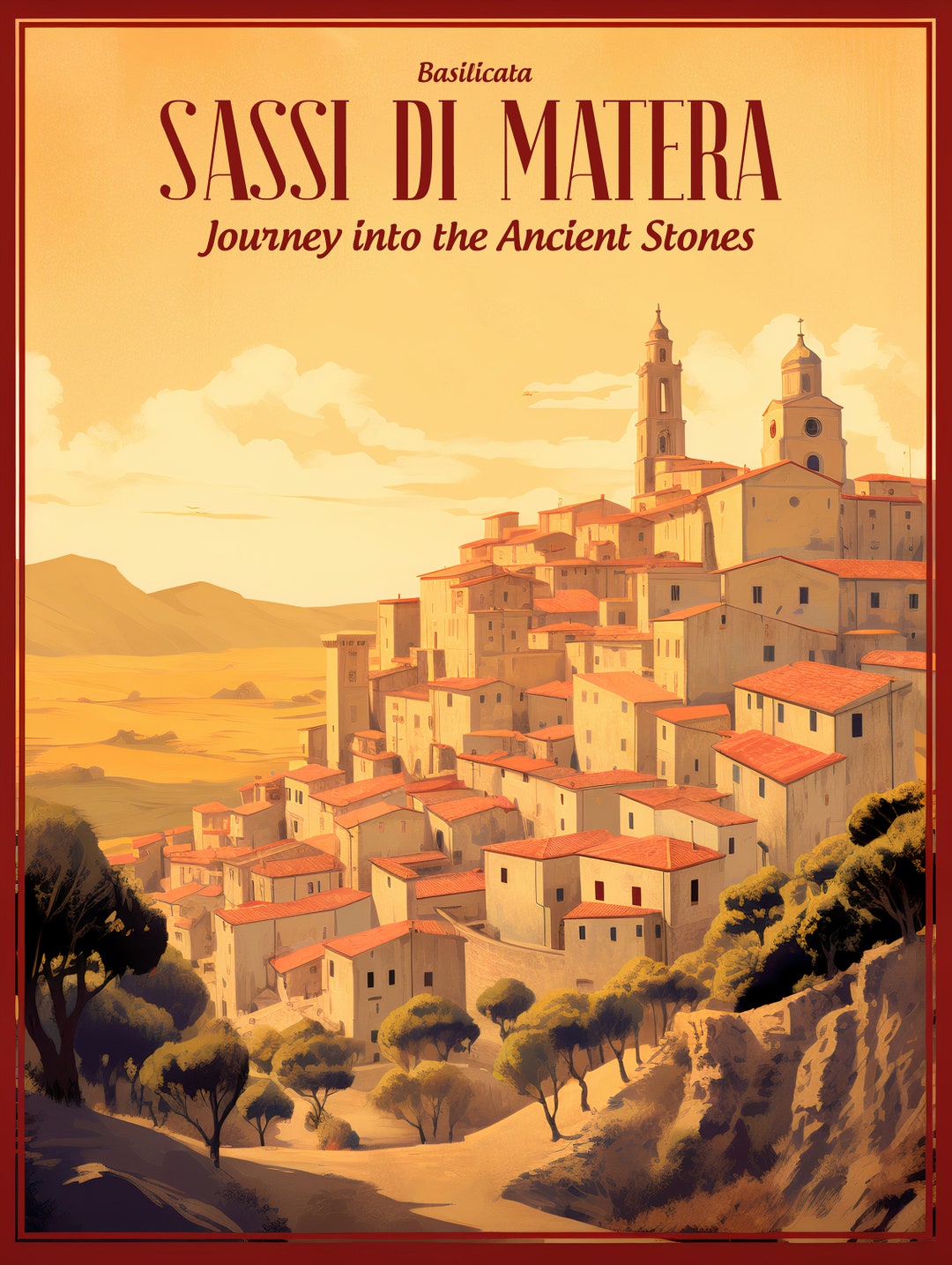 Italien Sassi di Matera Poster Wandkunst Wohndekor - Etsy.de