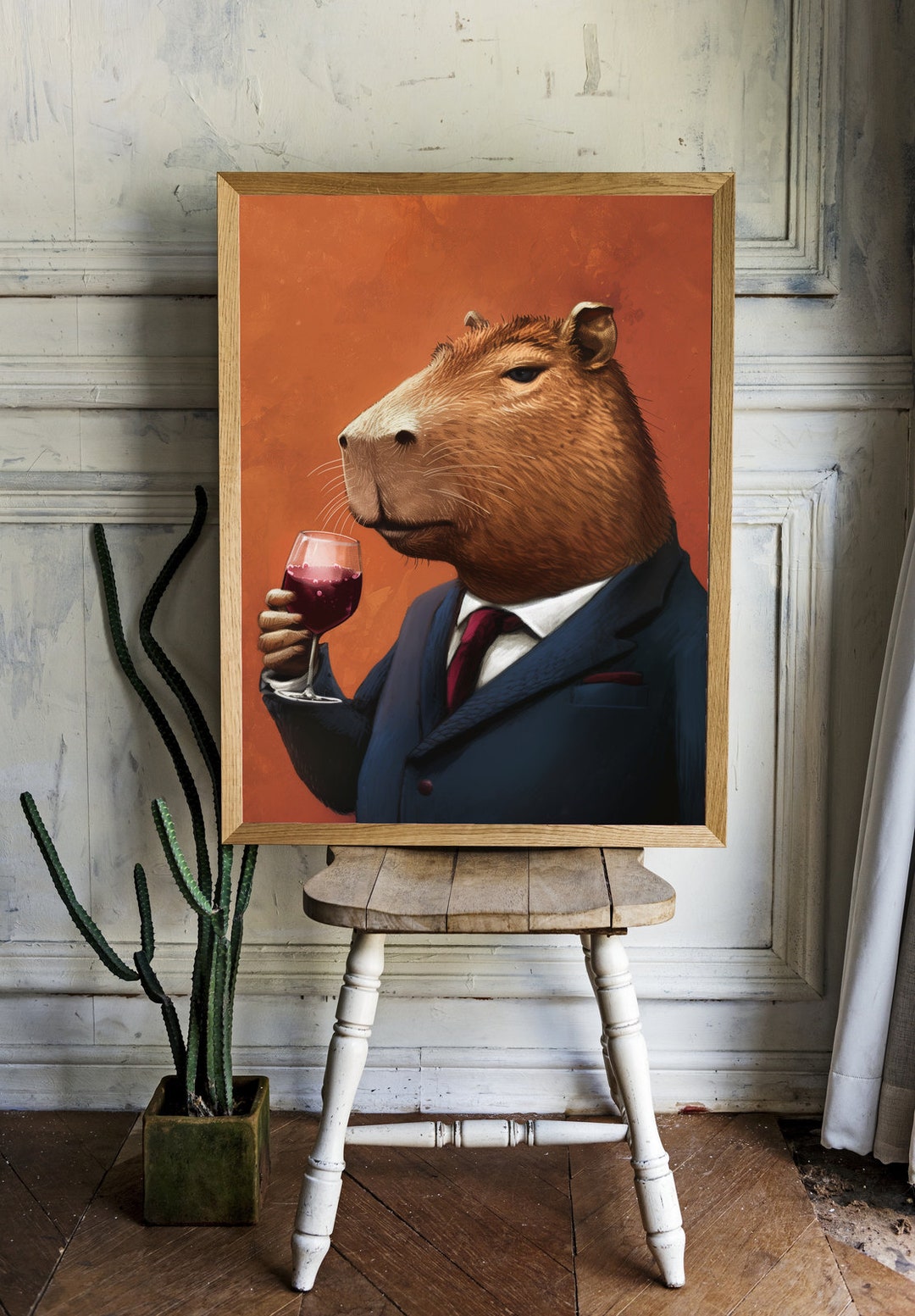 Capybara With a Glass of Wine Poster - Etsy UK