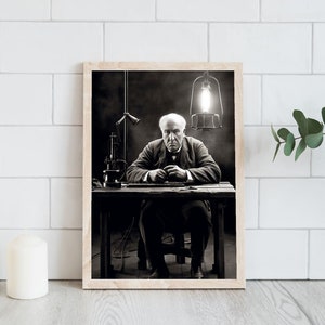 Thomas Edison at the Table | Poster | Wall Art | Home Decor | - Etsy