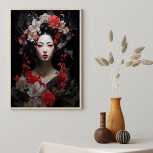 Scarlet Japan Geisha | Poster | Wall Art | Home Decor | - Etsy