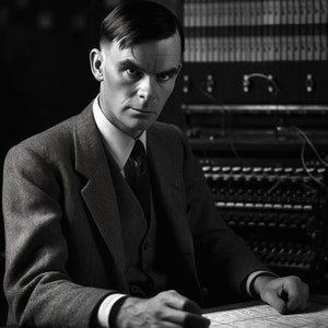 Alan Turing at the Table | Poster | Wall Art | Home Decor | - Etsy