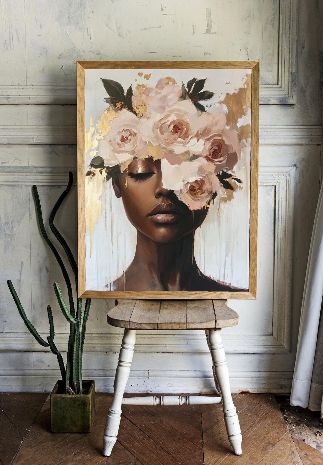 Girl and a Wreath of Roses Poster - Etsy