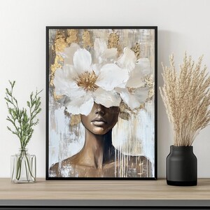 Portrait of a Girl With White Flowers Poster - Etsy