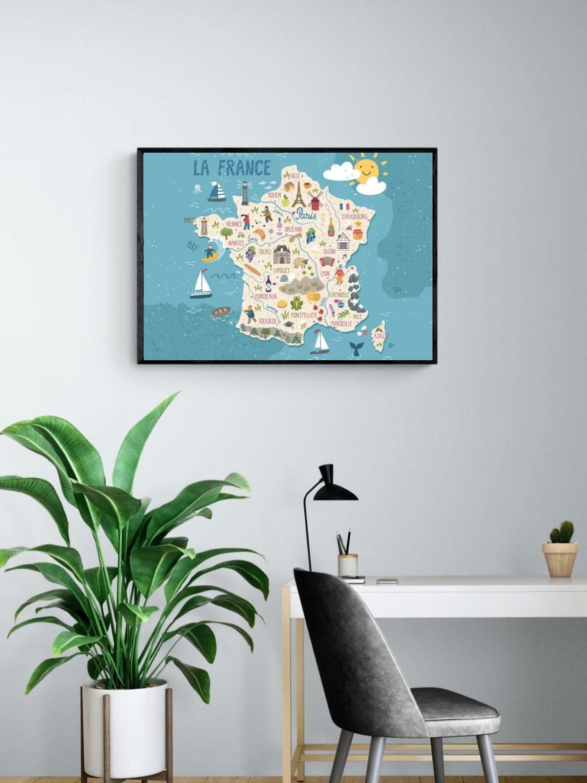 Map of France | Poster | Wall Art | Home Decor | - Etsy