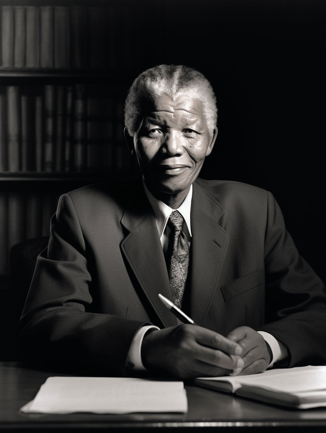 Nelson Mandela in the Study | Poster | Wall Art | Home Decor | - Etsy