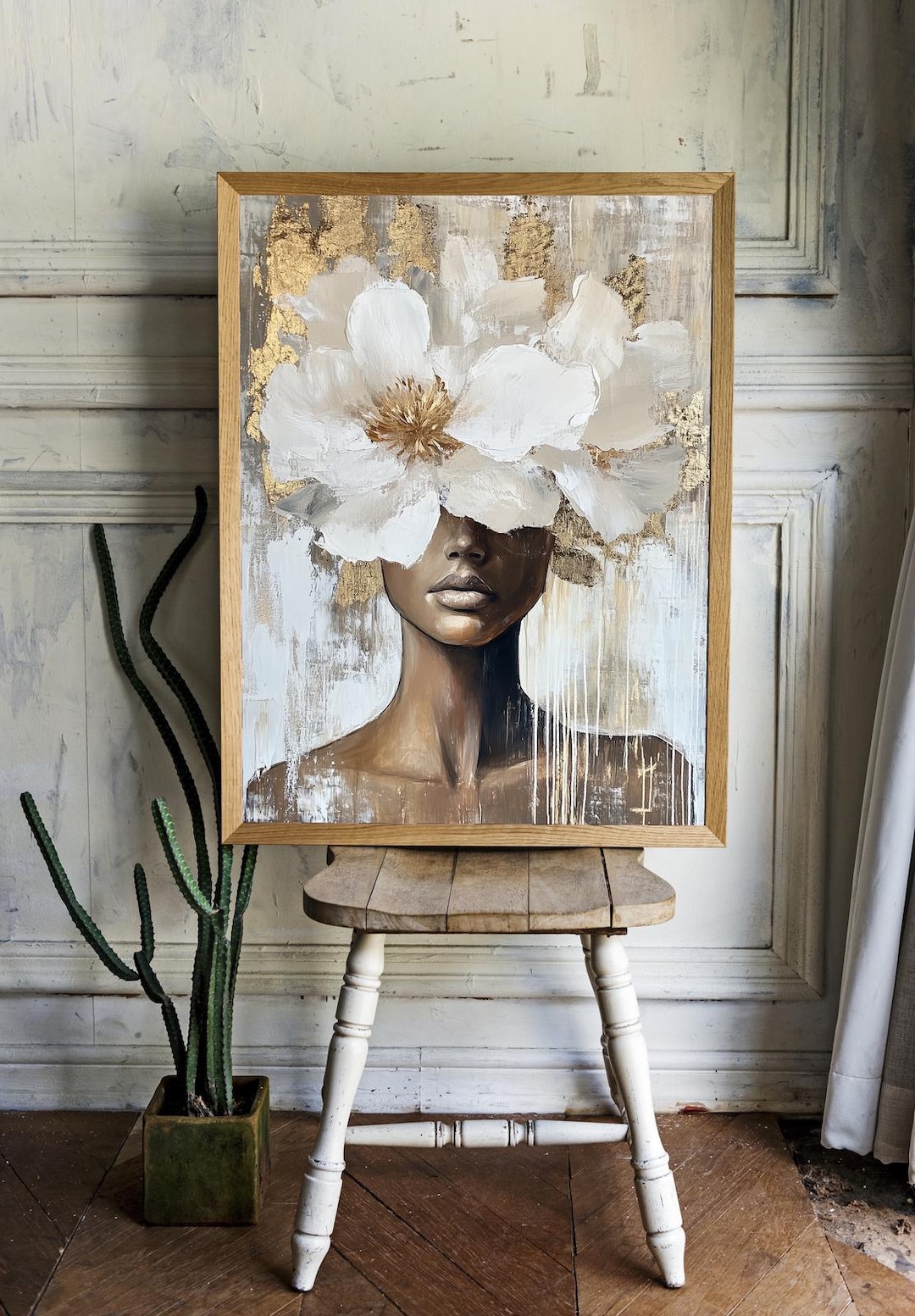 Portrait of a Girl With White Flowers Poster - Etsy