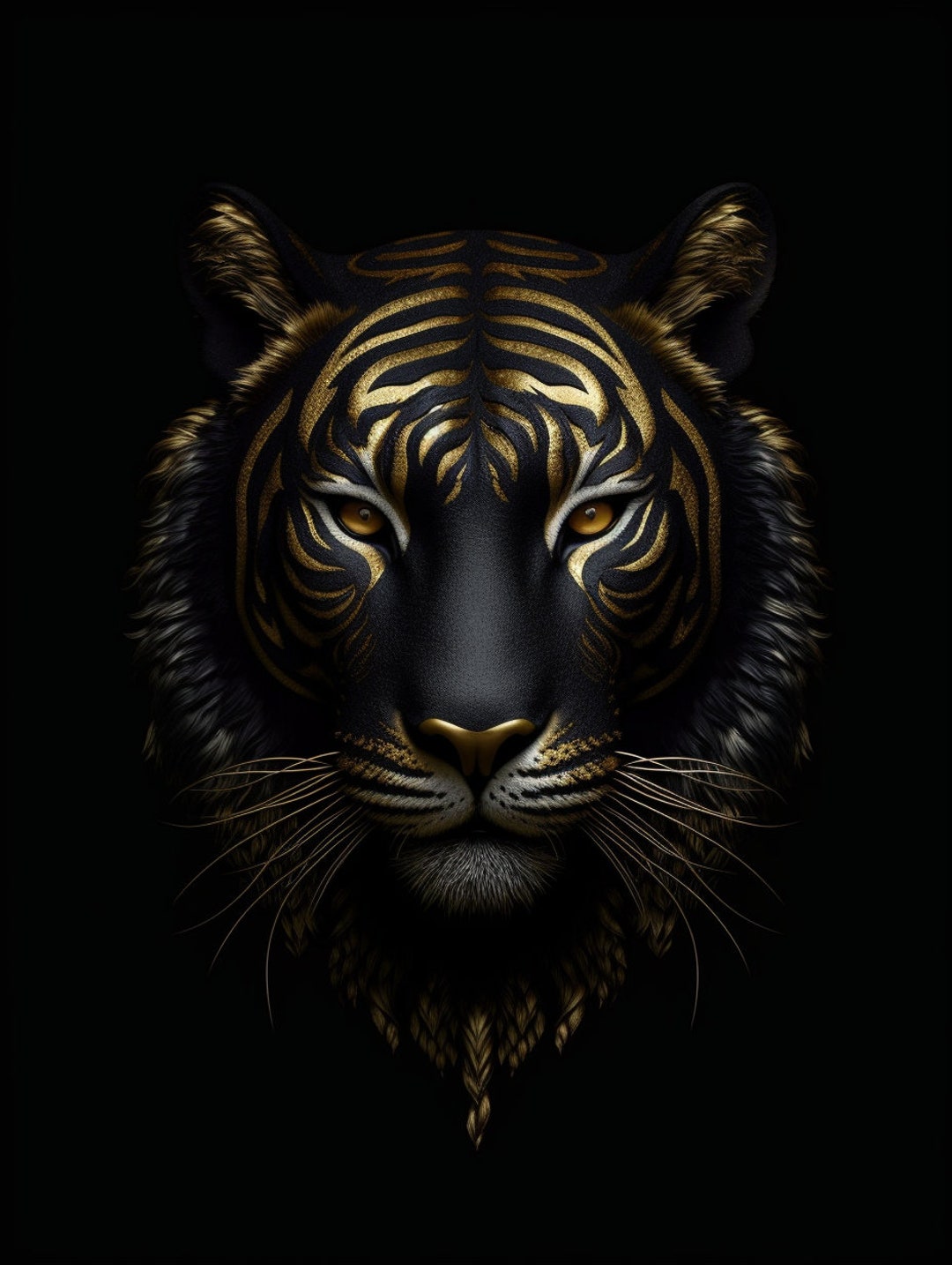 Black and Gold Tiger | Poster | Wall Art | Home Decor | - Etsy