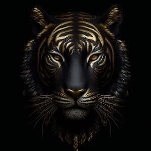 Black and Gold Tiger | Poster | Wall Art | Home Decor | - Etsy