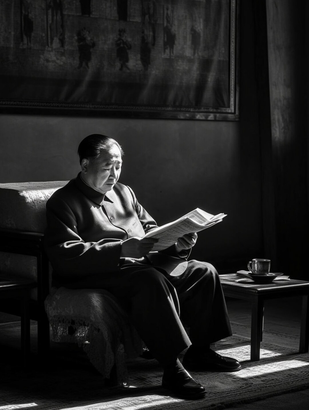 Mao Zedong Reads the Newspaper Poster Wall Art Home Decor - Etsy Canada