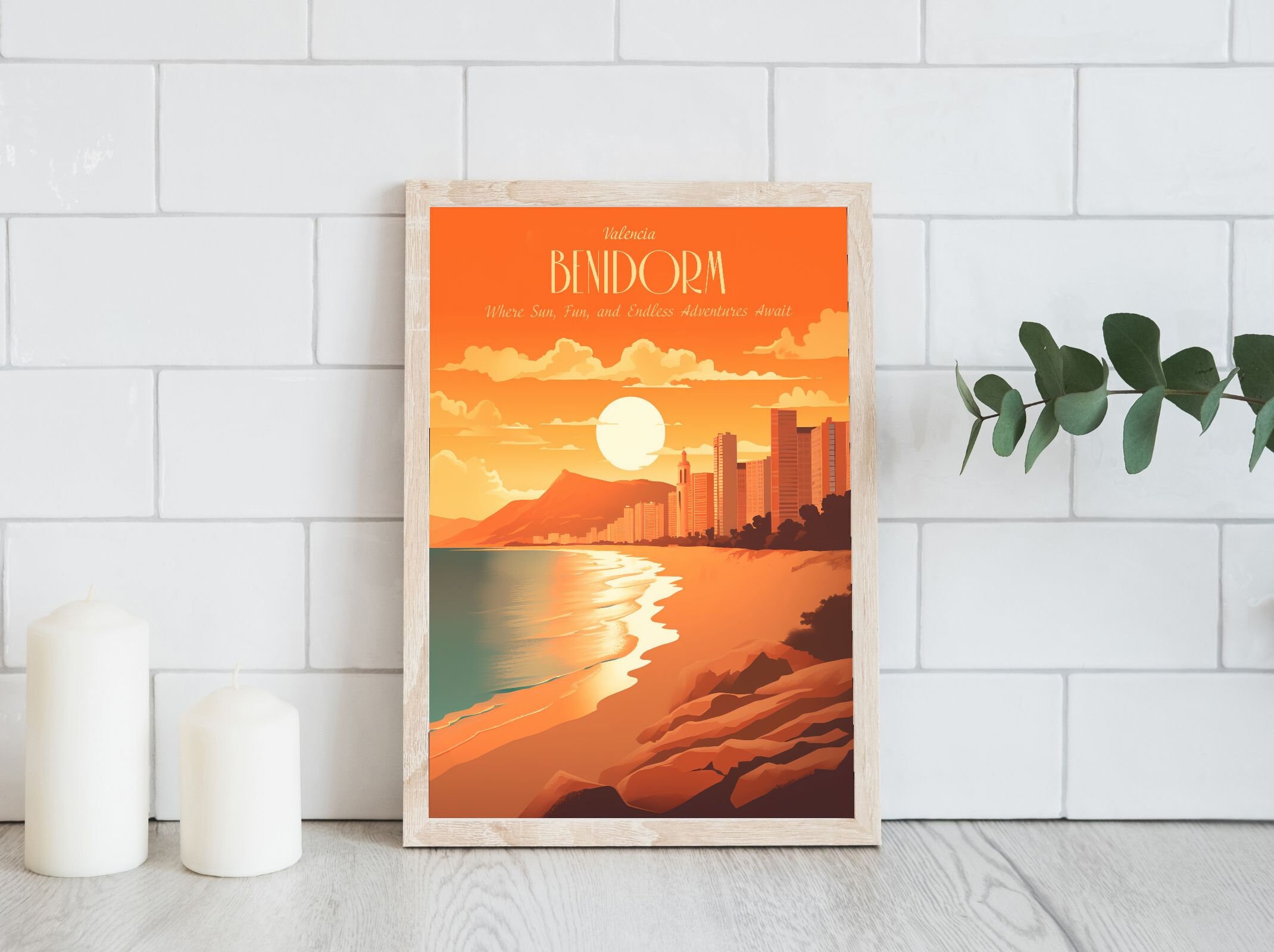 Spain, Benidorm | Poster | Wall Art | Home Decor | - Etsy UK