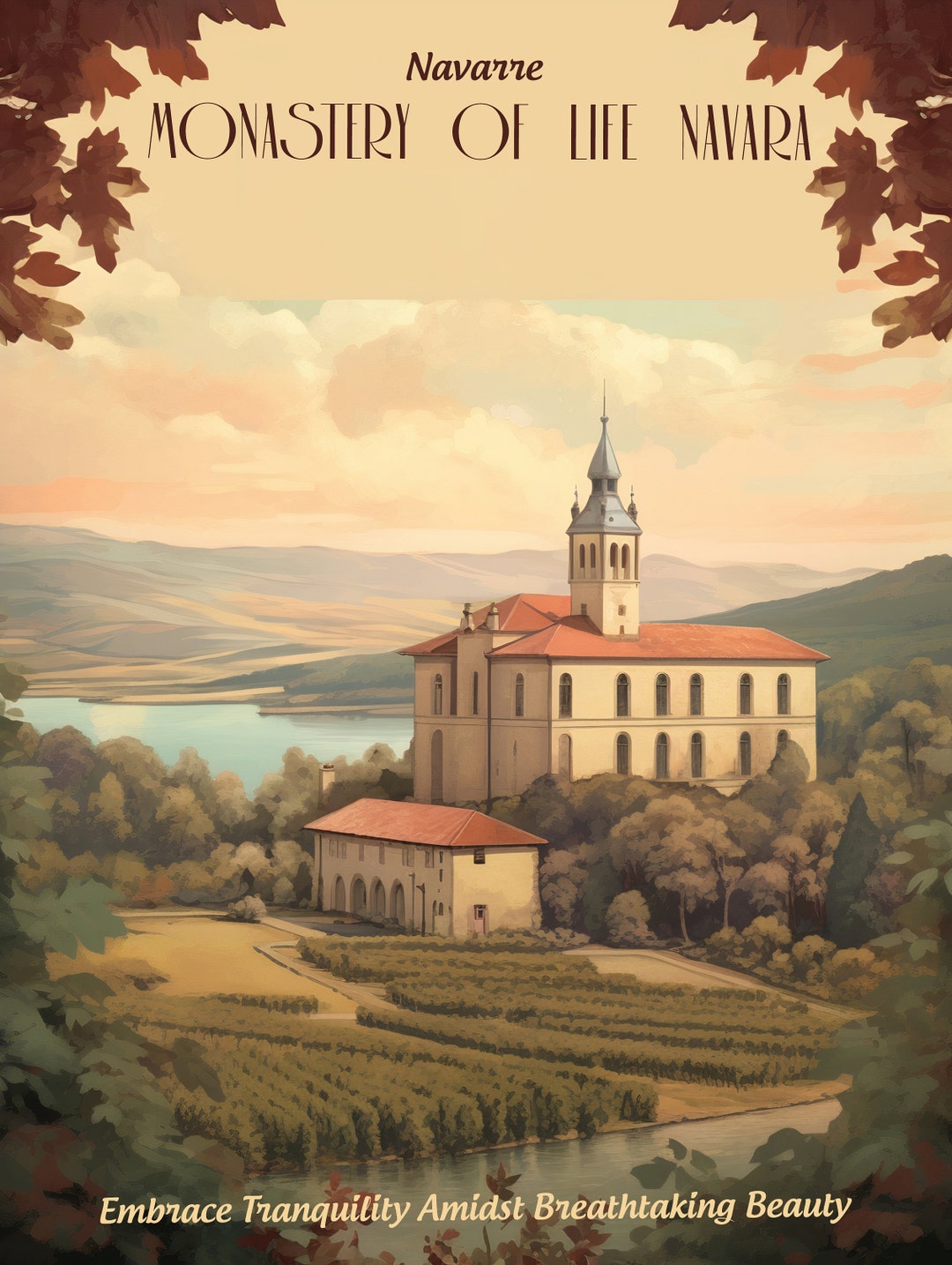 Spanien, Kloster des Lebens Navara Poster Wandkunst Wohndekor - Etsy.de