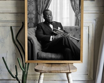 Louis Armstrong Poster Original Louis Armstrong Portrait Wall Art ...