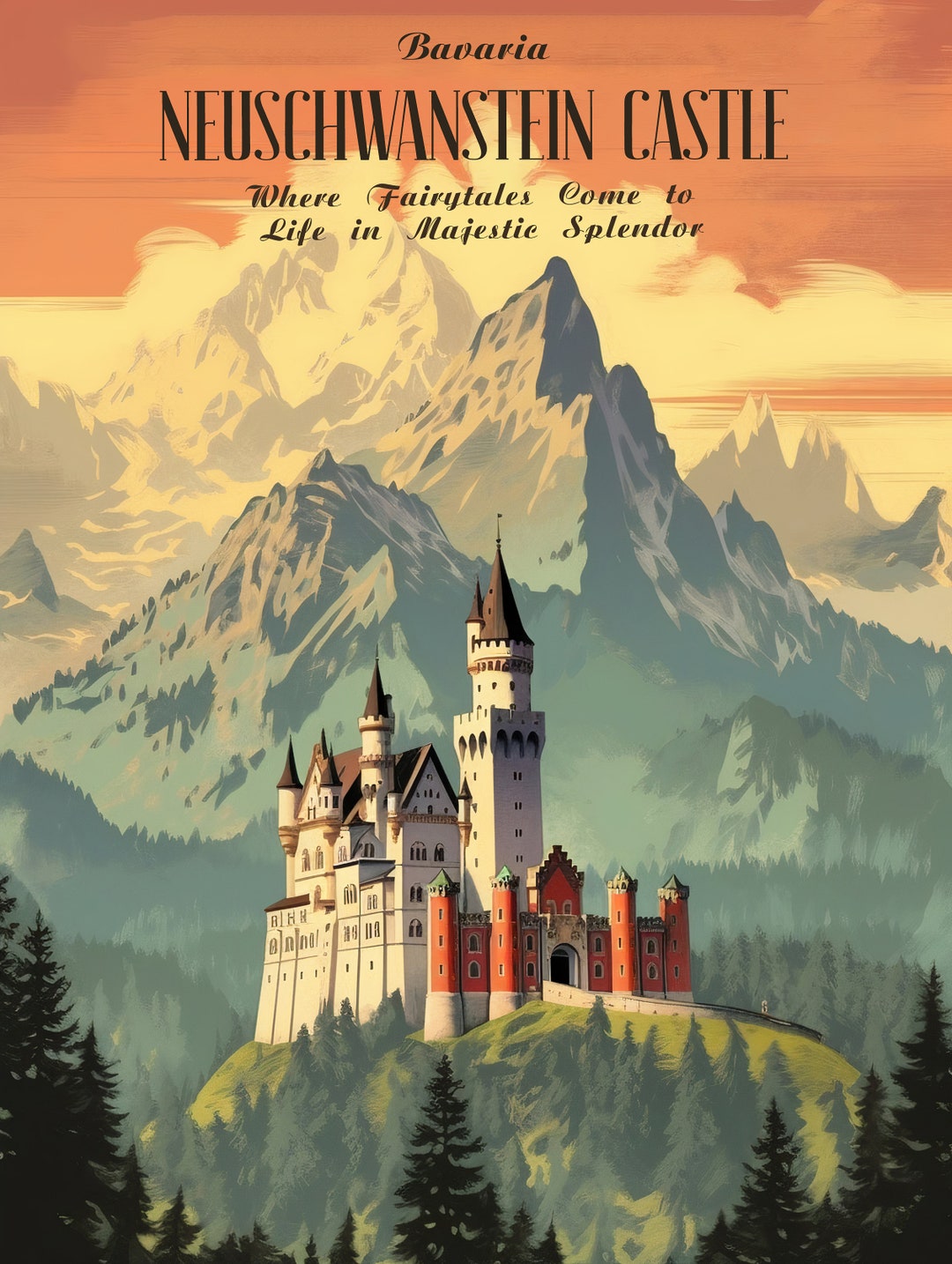 Germany, Neuschwanstein Castle | Poster | Wall Art | Home Decor | - Etsy