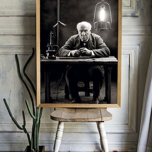 Thomas Edison at the Table | Poster | Wall Art | Home Decor | - Etsy