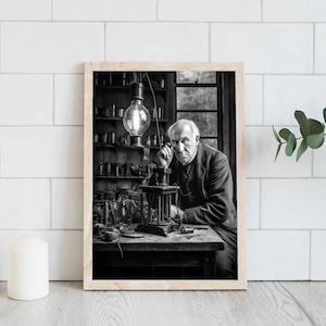 Thomas Edison is Working on an Invention | Poster | Wall Art | Home ...