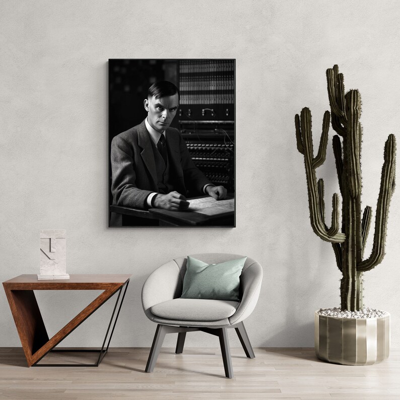 Alan Turing at the Table | Poster | Wall Art | Home Decor | - Etsy