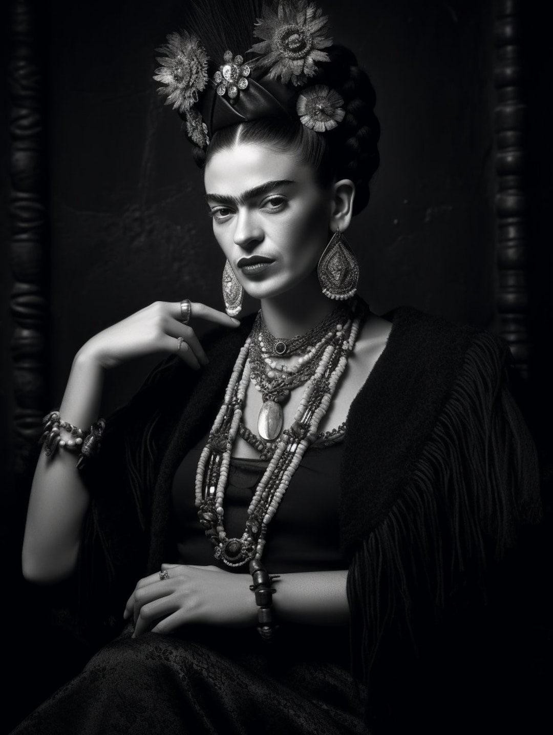 Frida Kahlo Sitting in a Chair | Poster | Wall Art | Home Decor | - Etsy