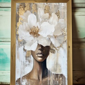 Portrait of a Girl With White Flowers Poster - Etsy