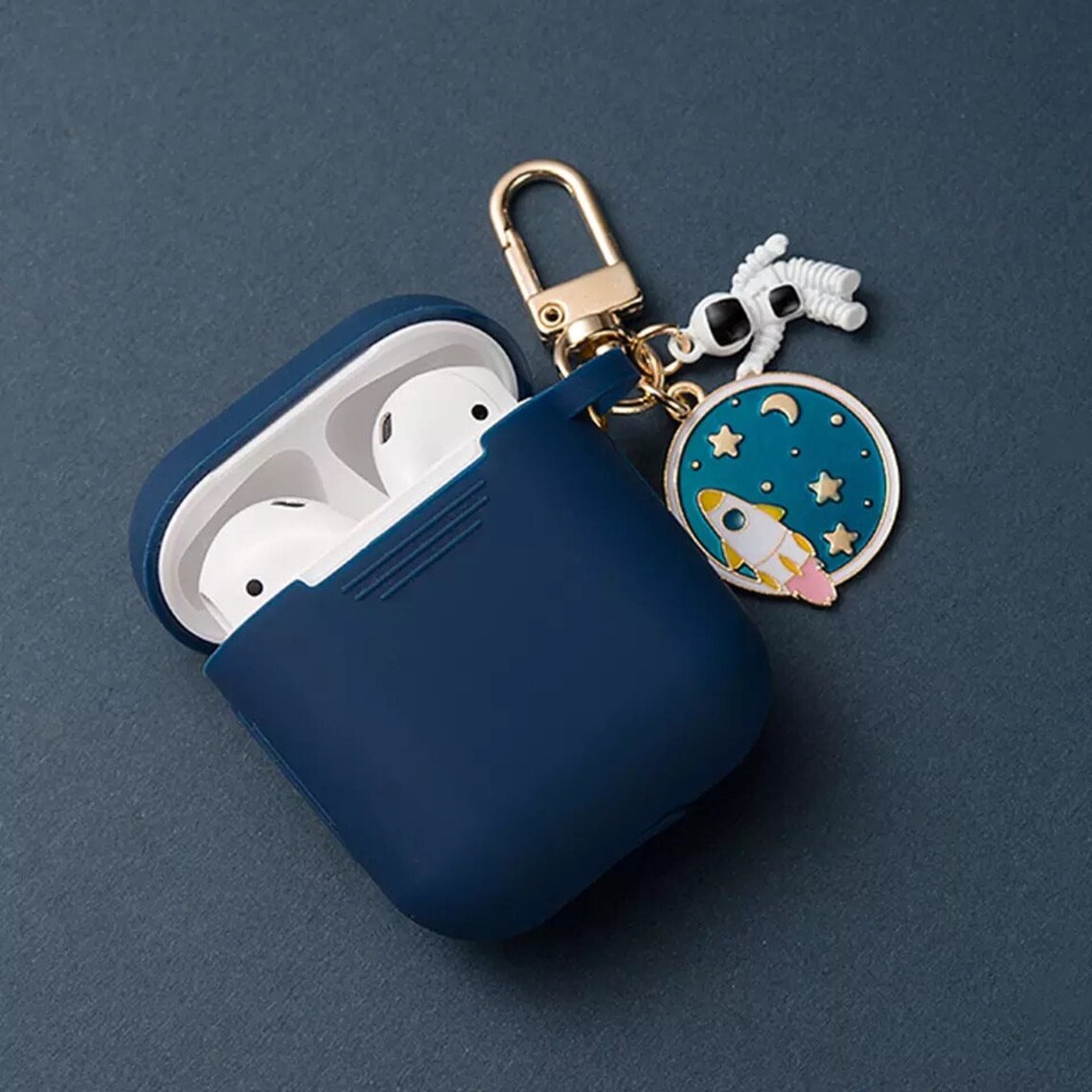 Silicone AirPod Luxury Case With Charm keychain | Etsy