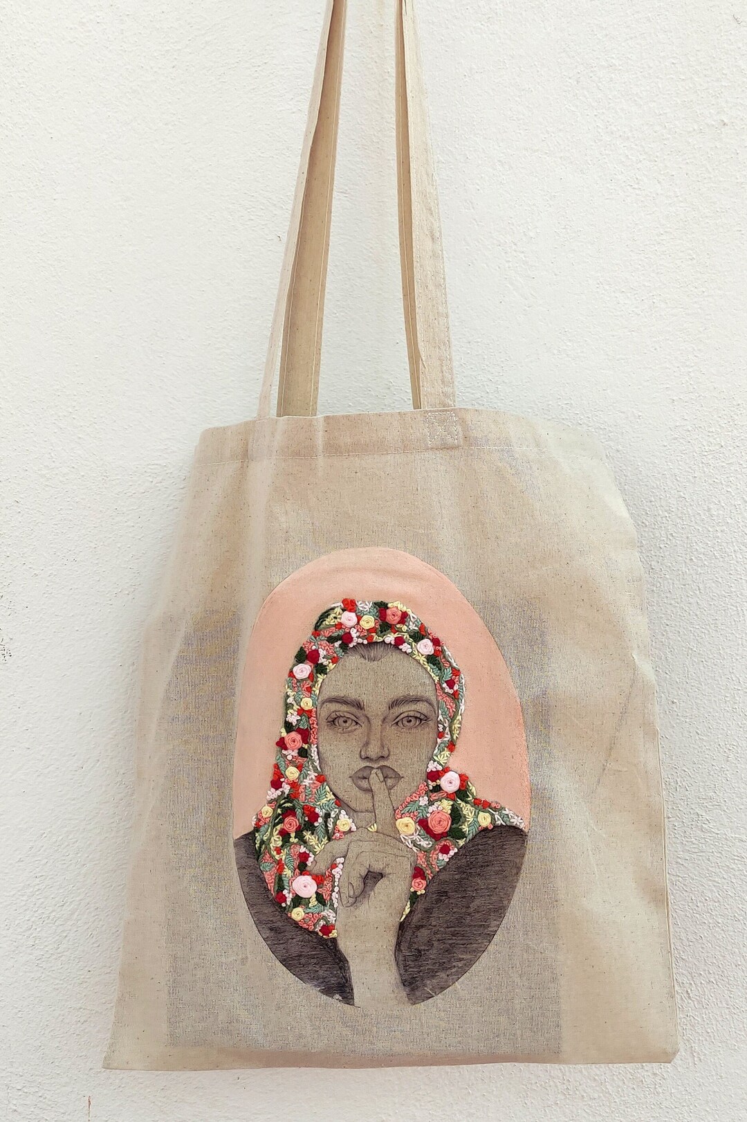Embroidered Fabric Tote Bag, Mother's Day Gift, Colorful Tote Bag ...