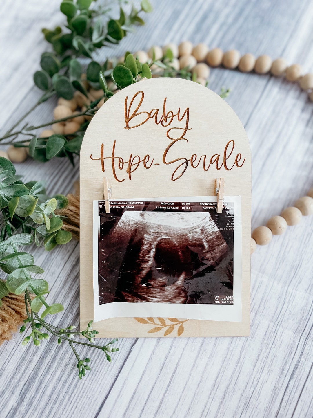 Boho Ultrasound Baby Announcement Sign|wooden Birth Announcement|baby ...