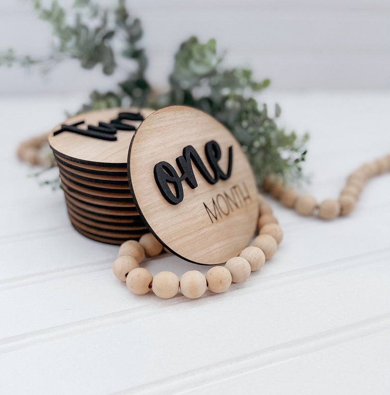 Baby Monthly Milestone Disc Setbaby Announcementmilestone - Etsy