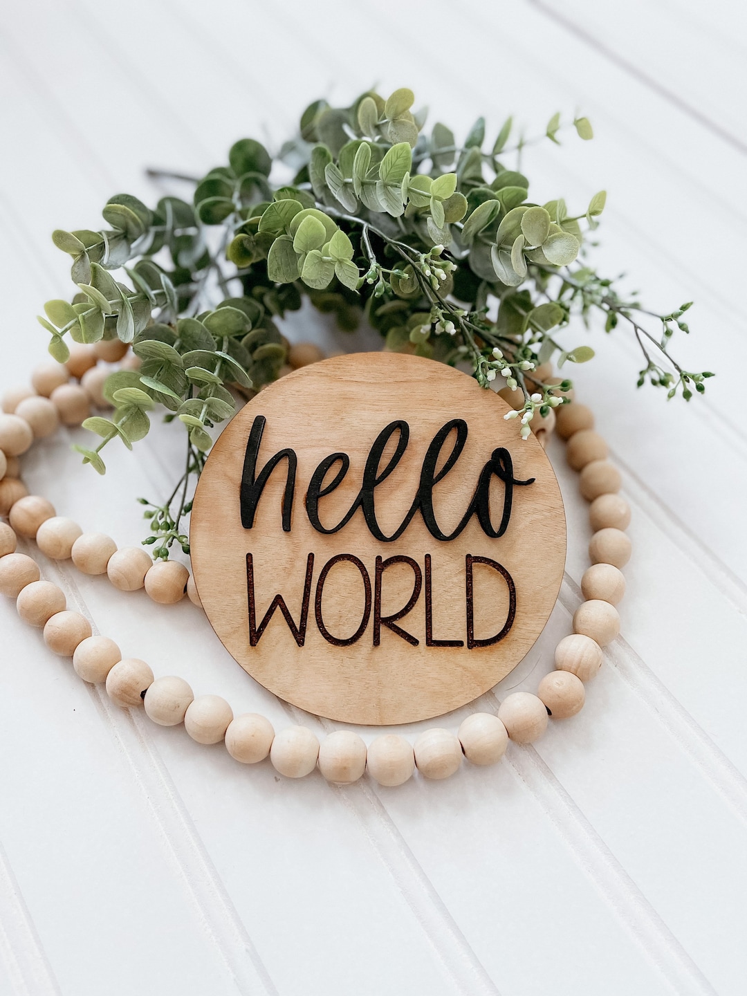 Hello World 3D Baby Announcement Disc|wooden Birth Announcement|baby ...
