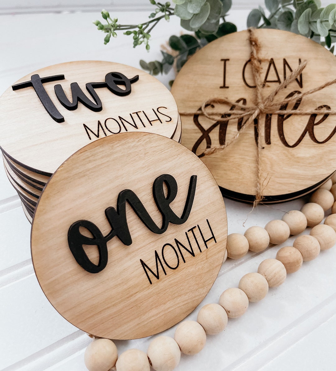 Baby Milestones Disc Set|”i Can” Discs|wooden Milestone Discs|gender ...
