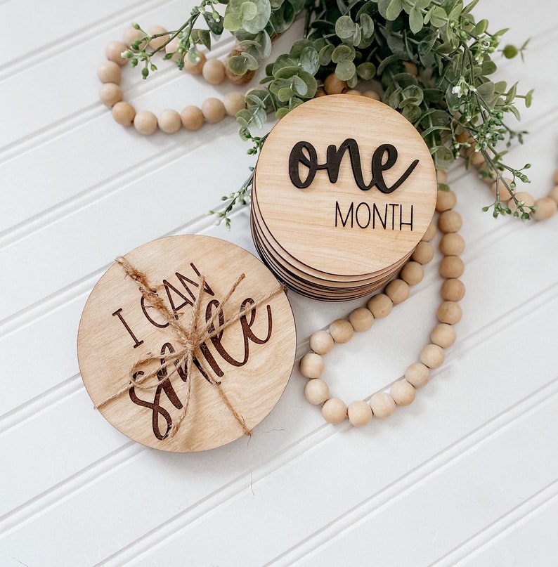 Baby Milestones Disc Set|”i Can” Discs|wooden Milestone Discs|gender ...