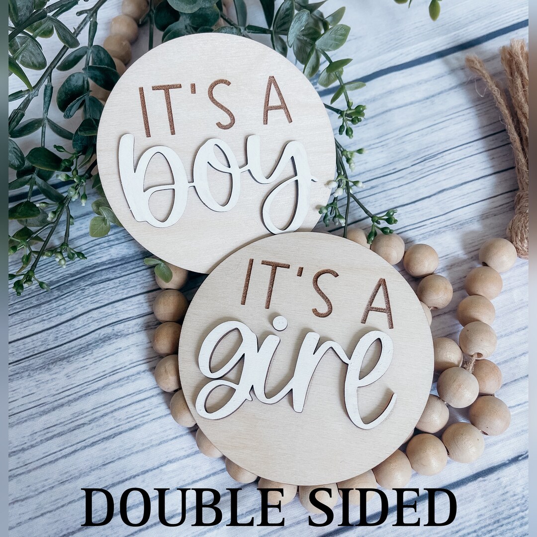 DOUBLE SIDED 3D It’s A Boy/girl Announcement Disc|wooden Birth ...