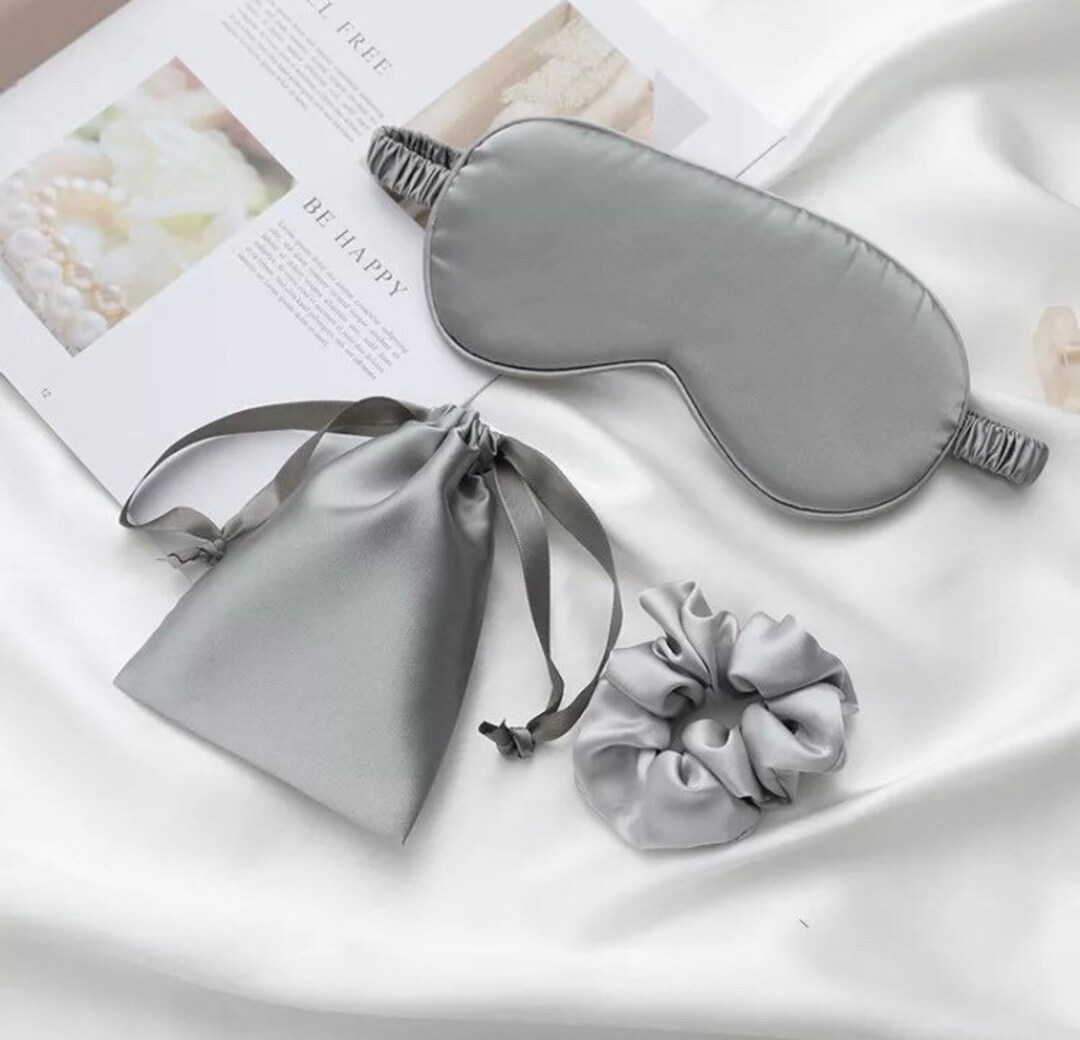UK Luxury Pure Organic Mulberry Grey Silk Eye Mask Scrunchies - Etsy